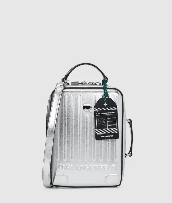 Karl Lagerfeld Ikon Suitcase Crossbody Bag - Silver
