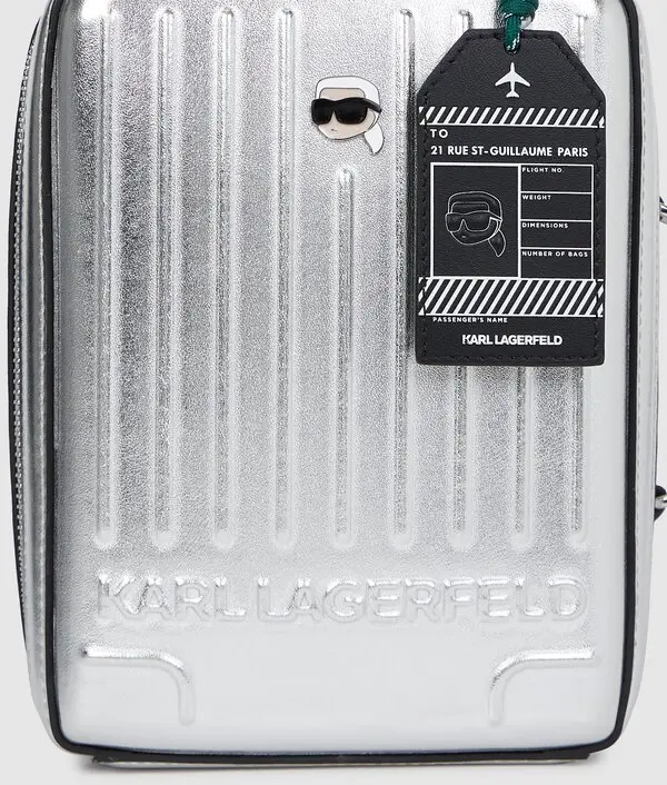Karl Lagerfeld Ikon Suitcase Crossbody Bag - Silver