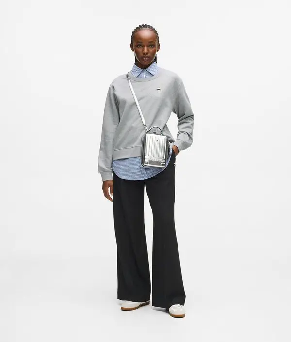 Karl Lagerfeld Ikon Suitcase Crossbody Bag - Silver