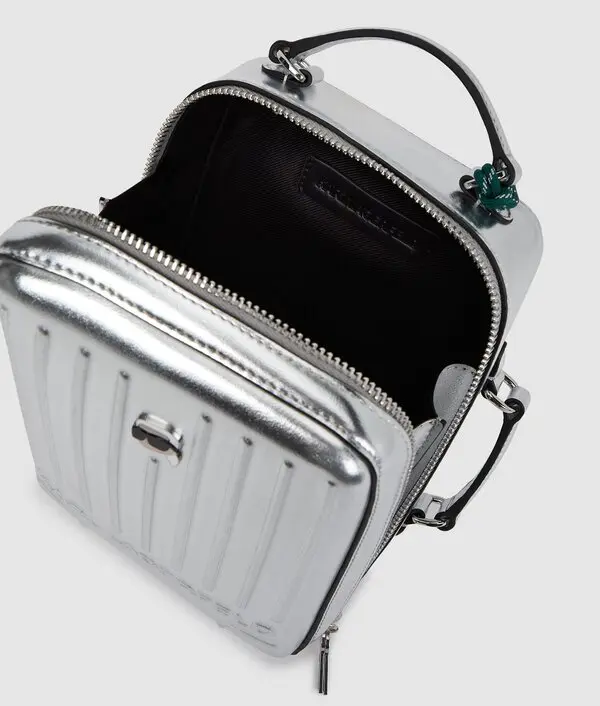 Karl Lagerfeld Ikon Suitcase Crossbody Bag - Silver