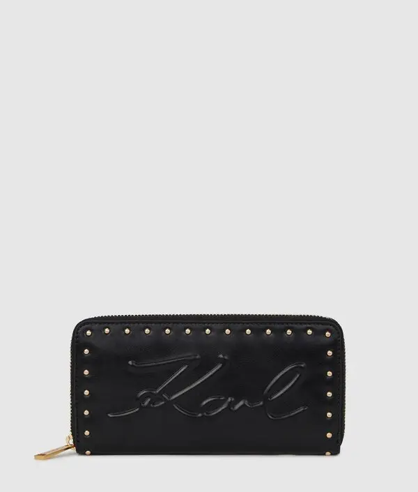 Karl Lagerfeld K/ville Large Studded Wallet - Black/gold