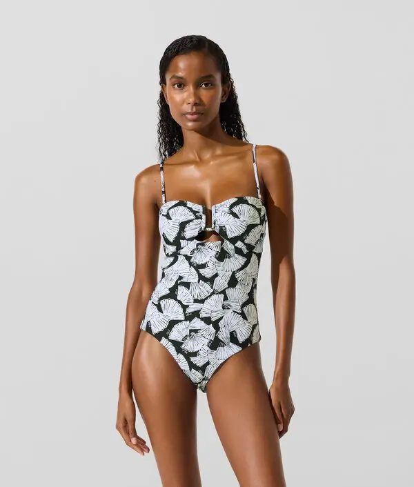Karl Lagerfeld Fan Print Swimsuit - Fan-black