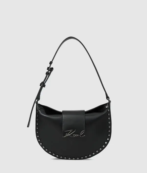 Karl Lagerfeld K/signature Studded Moon Bag - Black Embellishment