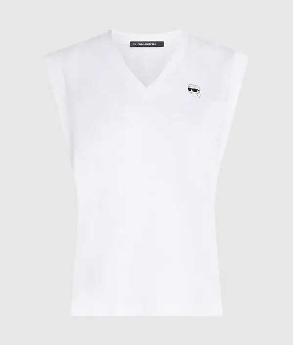 Karl Lagerfeld Ikon V-neck Tank Top In Organic Cotton