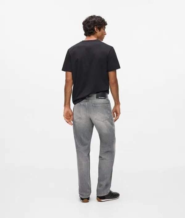 Karl Lagerfeld Washed Straight Leg Jeans - Washed Light Grey