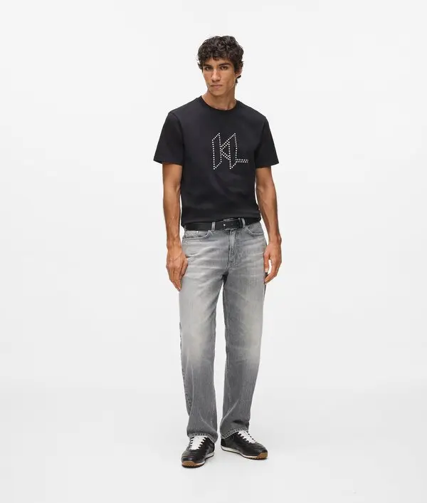 Karl Lagerfeld Washed Straight Leg Jeans - Washed Light Grey