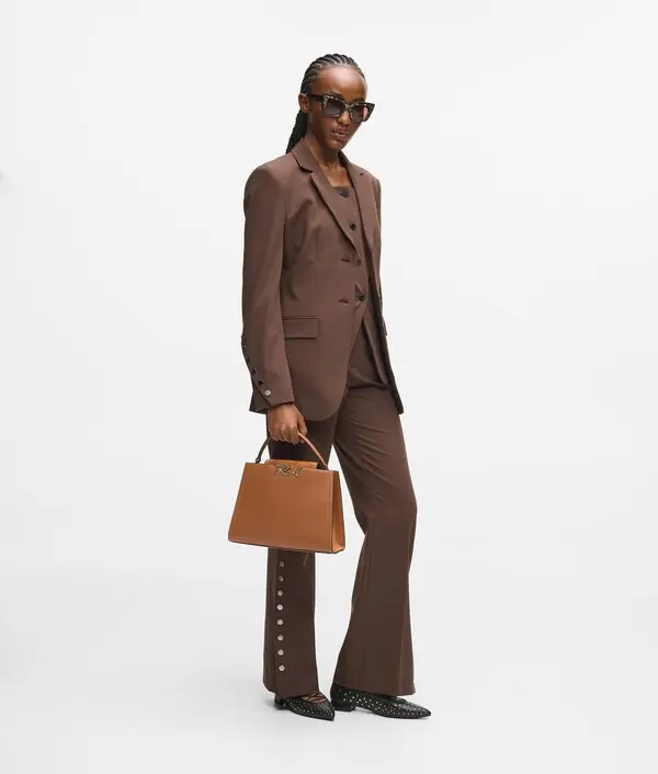 Karl Lagerfeld K/signature Suede Top Handle Bag