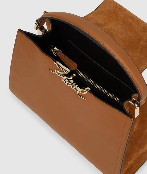 Karl Lagerfeld K/signature Suede Top Handle Bag