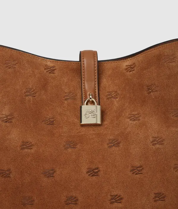 Karl Lagerfeld K/autograph Padlock Suede Hobo Bag
