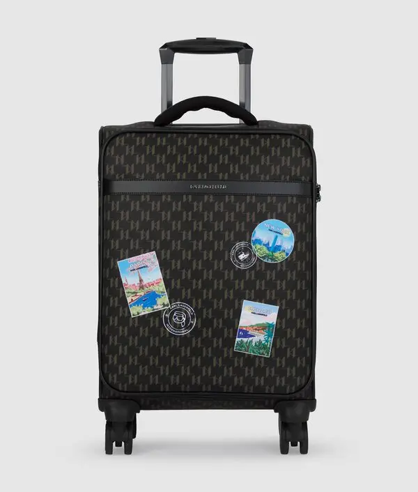 Karl Lagerfeld Ikon Monogram Trolley Case - Brown-monogram