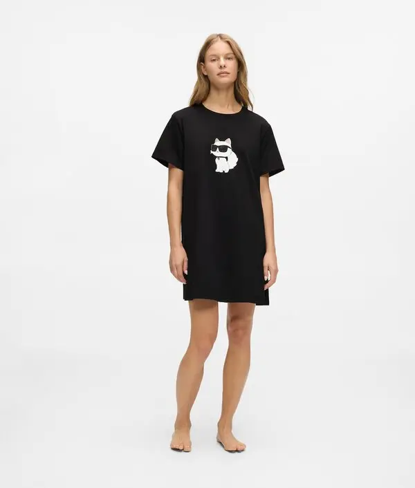 Karl Lagerfeld Ikon Rhinestone Pajama Dress - Black