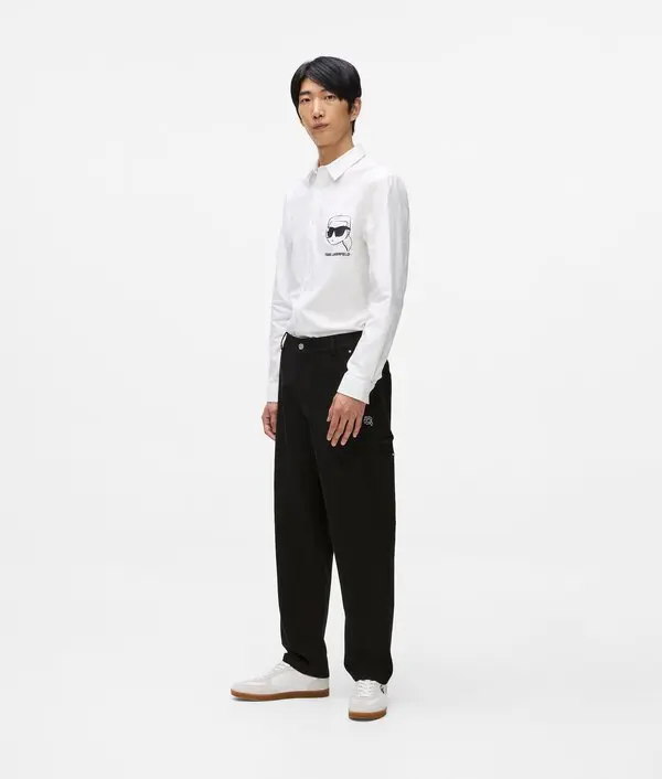 Karl Lagerfeld Ikon Canvas Straight Leg Trousers