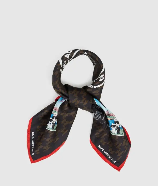 Karl Lagerfeld Ikon Monogram Travel Stamps Scarf