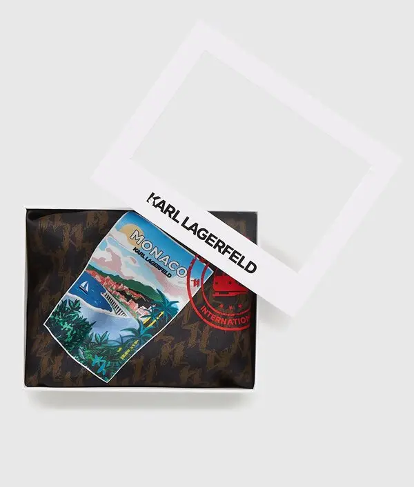Karl Lagerfeld Ikon Monogram Travel Stamps Scarf - Brown-monogram