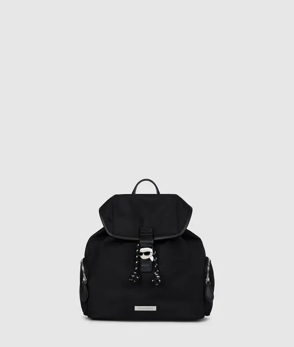 Karl Lagerfeld Ikon Nylon Small Flap Backpack - Black
