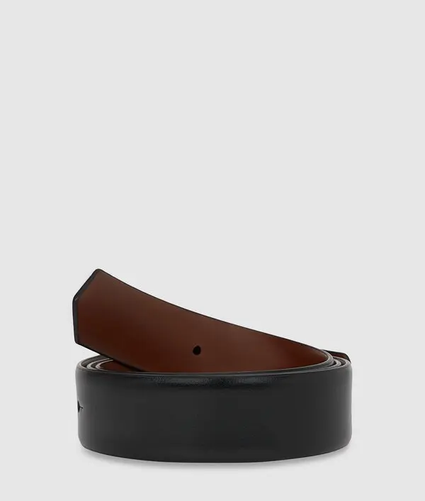 Karl Lagerfeld Reversible Leather Belt With Dual-tone Autograph Buckle