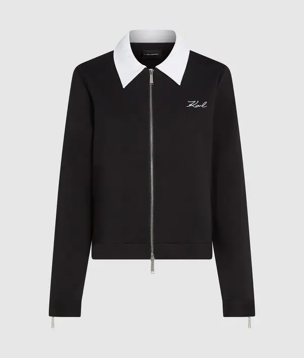 Karl Lagerfeld Signature Logo Zip-up Sweatshirt