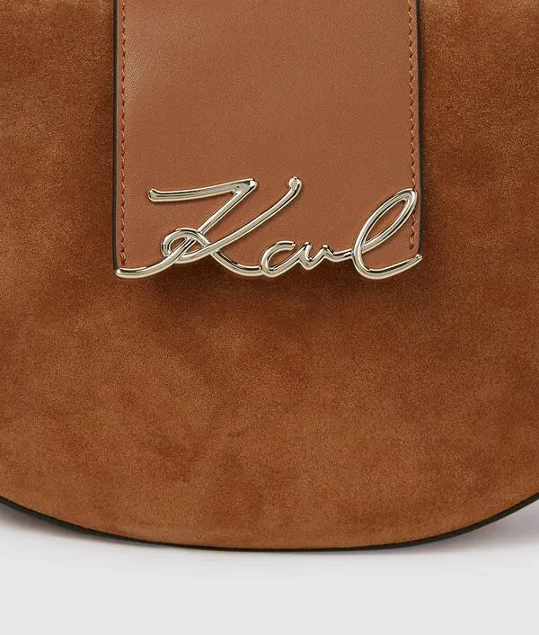 Karl Lagerfeld K/signature Suede Shoulder Bag