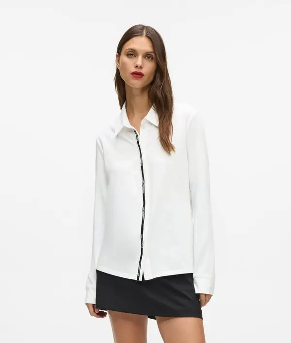 Karl Lagerfeld Cotton Logo Tape Shirt - White