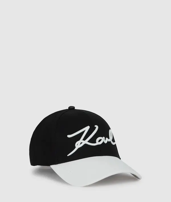 Karl Lagerfeld K/signature Cap With Contrast Peak - White/black
