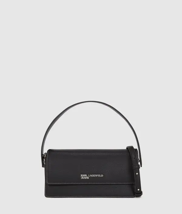 Karl Lagerfeld Metal Logo Top Handle Bag - Black