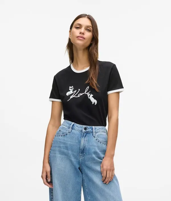 Karl Lagerfeld Ikon Signature Choupette T-shirt - Black