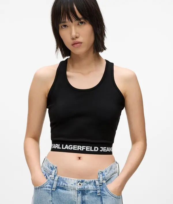 KL JEANS Jeans Logo Tape Cropped Tank Top