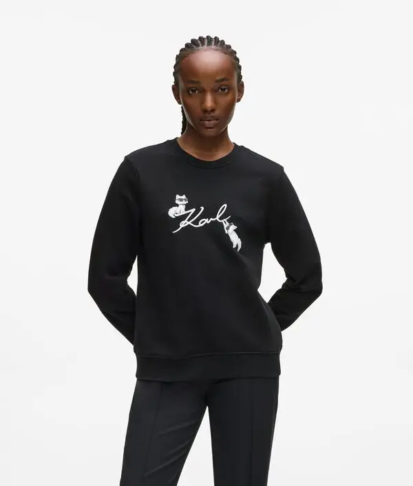 Karl Lagerfeld Ikon Signature Choupette Sweatshirt - Black
