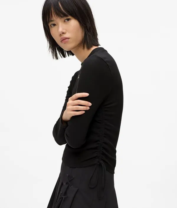 KL JEANS Jeans Ribbed Ruched Long Sleeve Top