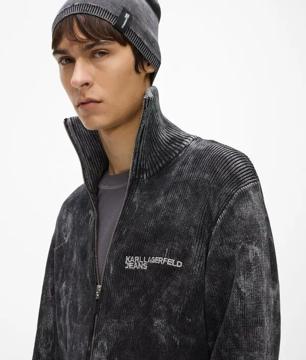 KL JEANS Jeans Washed Ribbed Zip-up Sweater