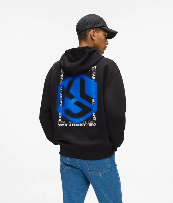 KL JEANS Jeans Graffiti Monogram Organic Cotton Hoodie - Black