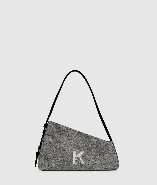 KL JEANS Geo Denim Shoulder Bag - Washed Black