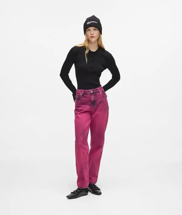 Karl Lagerfeld Spray Paint Mom Jeans - Pink Spray