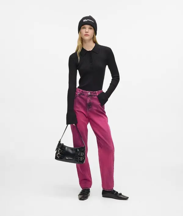 Karl Lagerfeld Spray Paint Mom Jeans - Pink Spray