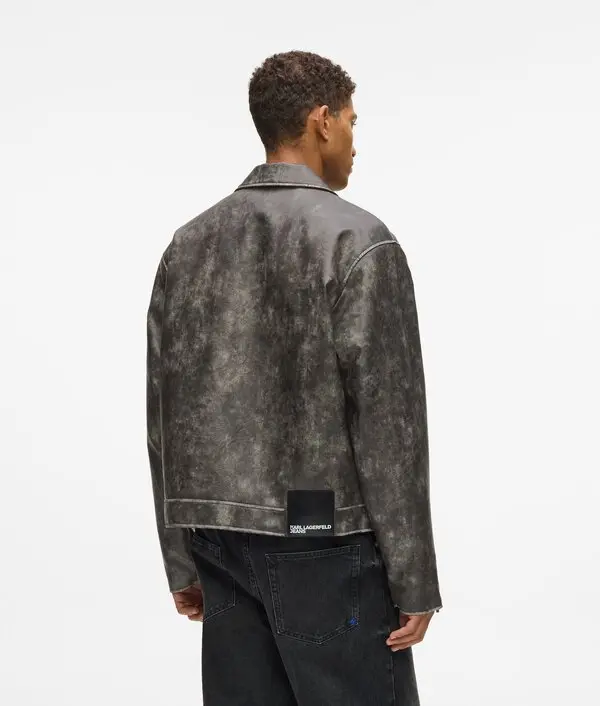 KL JEANS Distressed Faux Leather Jacket