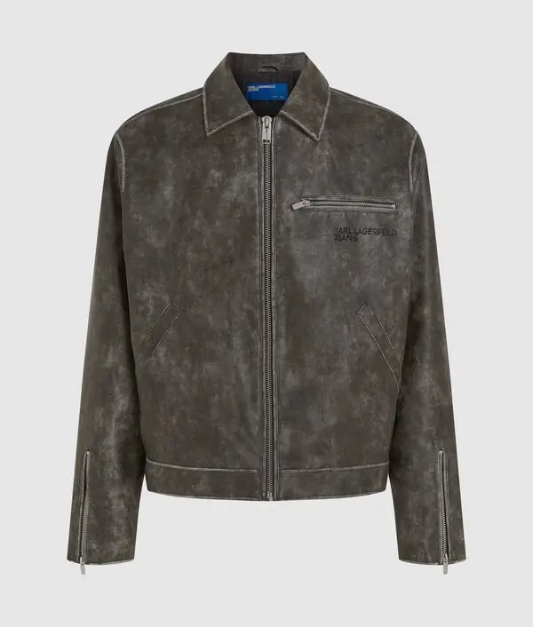KL JEANS Distressed Faux Leather Jacket