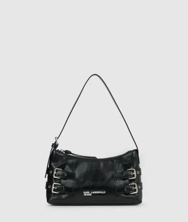 KL JEANS Buckle Shoulder Bag - Black