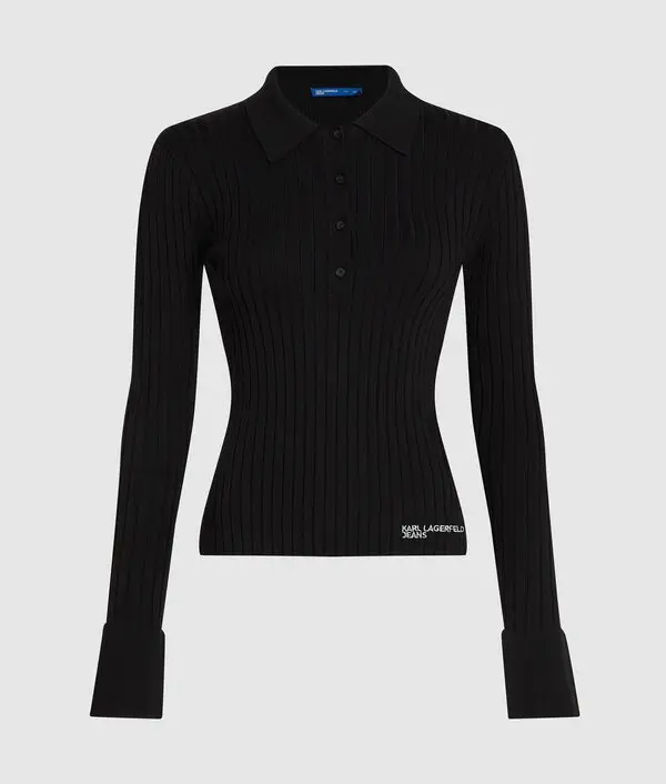 Karl Lagerfeld Long-sleeved Knitted Polo Shirt
