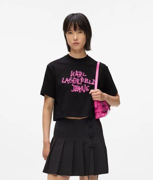 KL JEANS Jeans Cropped Graffiti T-shirt - Black