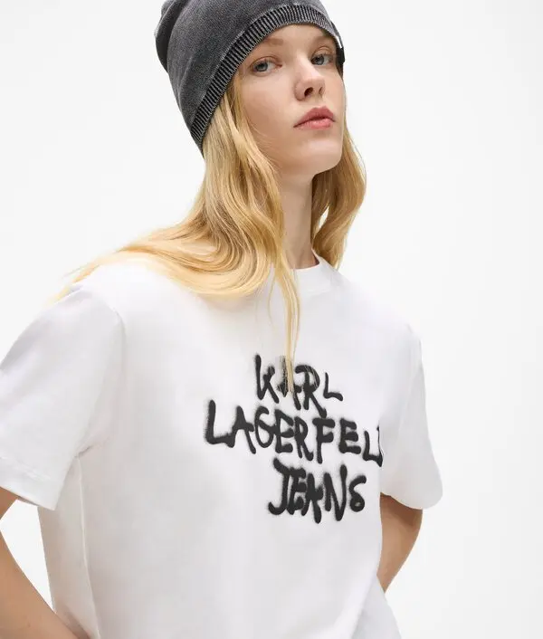 KL JEANS Jeans Cropped Graffiti T-shirt - White