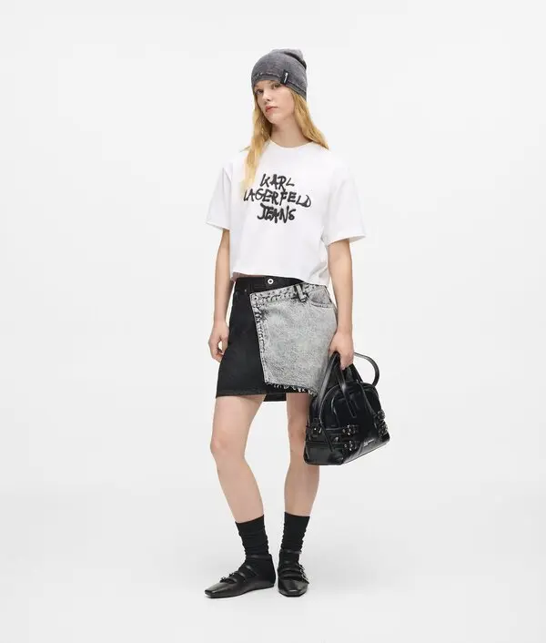 KL JEANS Jeans Cropped Graffiti T-shirt - White