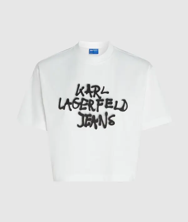 KL JEANS Jeans Cropped Graffiti T-shirt - White