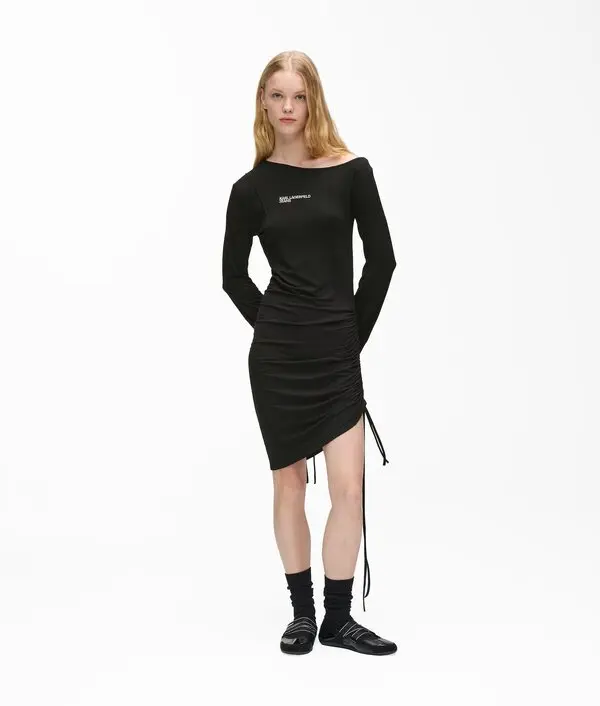 KL JEANS Jeans Off-shoulder Drawstring Dress - Black