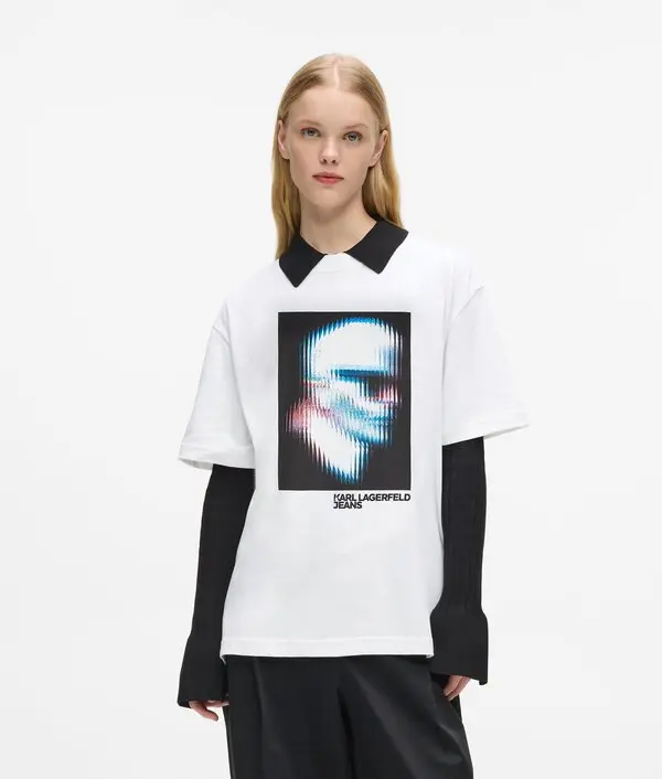 KL JEANS Jeans Digitized Karl T-shirt - White