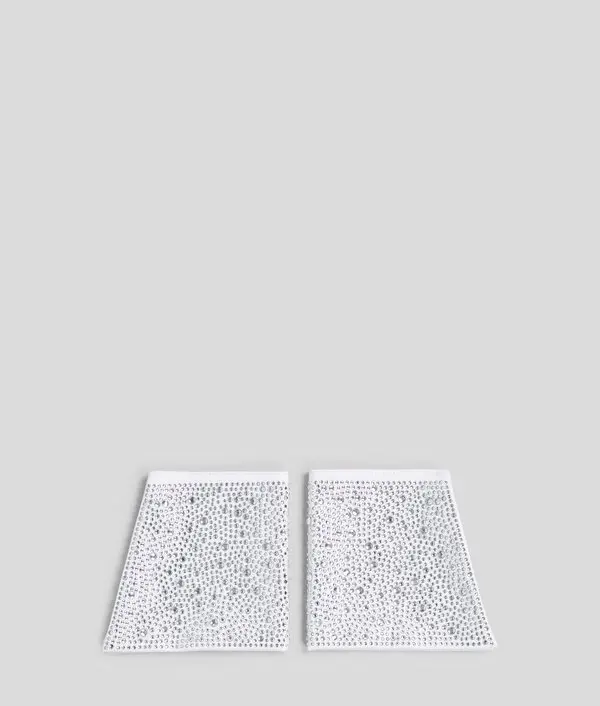 Karl Lagerfeld Rhinestone Embellished Satin Cuffs - White