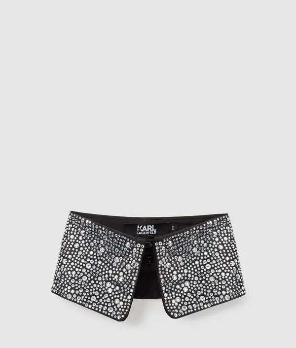 Karl Lagerfeld Rhinestone Embellished Satin Collar - Black