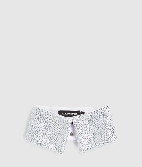 Karl Lagerfeld Rhinestone Embellished Satin Collar - White