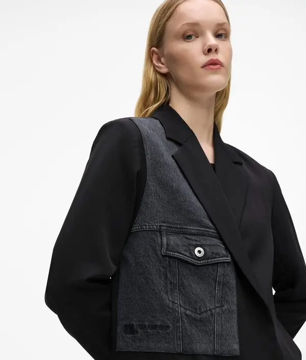 Karl Lagerfeld Denim Panel Double-breasted Blazer