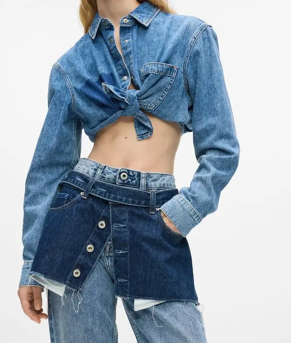 KL JEANS Layered High-rise Straight Jeans
