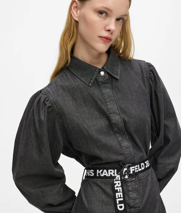 KL JEANS Belted Denim Shirt Dress